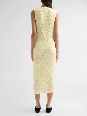 Vince Textured Jersey Ruched Midi Dress