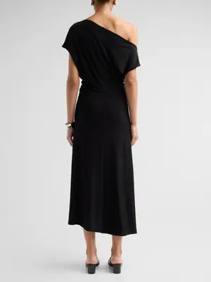 Vince Off-shoulder Matte Jersey Midi Dress