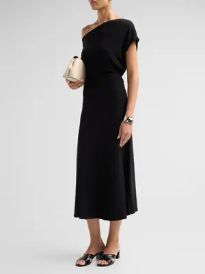 Vince Off-shoulder Matte Jersey Midi Dress