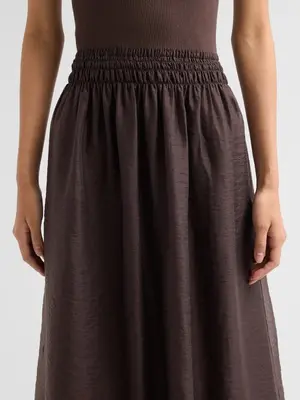 Vince Squareneck Mixed Media Midi Dress - Iron
