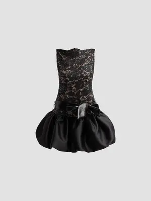 SELF-PORTRAIT Sequin Lace Bubble-hem Mini Dress - Black