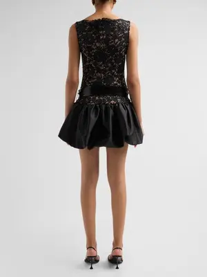 SELF-PORTRAIT Sequin Lace Bubble-hem Mini Dress