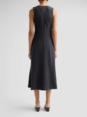 Vince Bias-cut Linen-blend Midi Dress