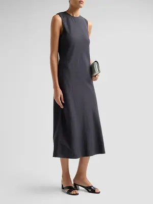 Vince Bias-cut Linen-blend Midi Dress