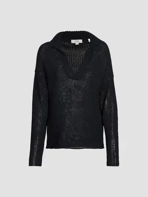 Vince Coated Cotton Polo Sweater - Ink