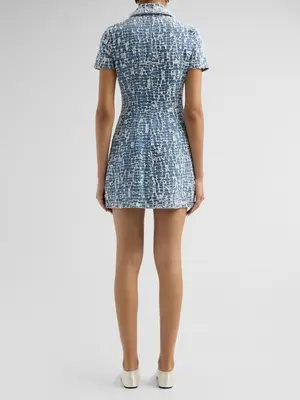 SELF-PORTRAIT Textured Denim Mini Dress