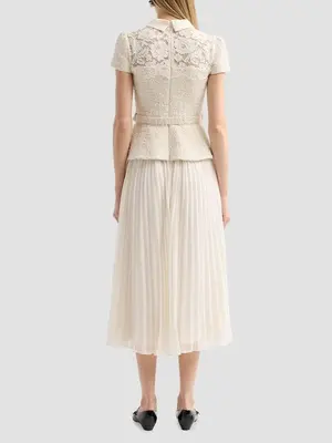 SELF-PORTRAIT Lace & Boucle Midi Dress