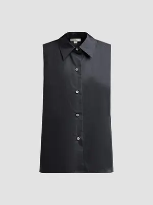 Vince Relaxed Sleveless Button-front Top - Ink