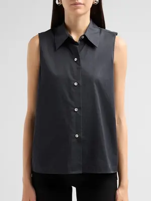 Vince Relaxed Sleveless Button-front Top - Ink