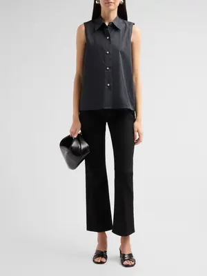 Vince Relaxed Sleveless Button-front Top - Ink