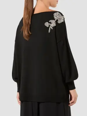 Marina Rinaldi Embroidered Viscose Sweater