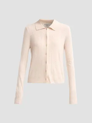Vince Pointelle Wool Cardigan - Blush Cloud