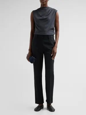 Vince Draped Pima Cotton Top - Ink
