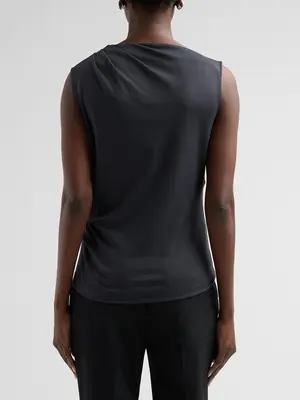 Vince Draped Pima Cotton Top - Ink