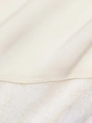 Vince Asymmetric Satin Lace-trim Top