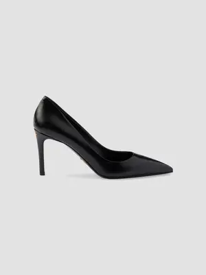 Prada Patent Saffiano 85mm Leather Pumps - Black