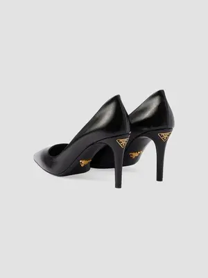 Prada Patent Saffiano 85mm Leather Pumps - Black