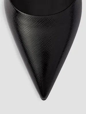 Prada Patent Saffiano 85mm Leather Pumps - Black