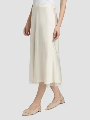 Vince Lace-trim Satin Midi-skirt