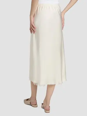 Vince Lace-trim Satin Midi-skirt