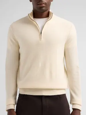 Vince Boiled Cashmere Zip Sweater - Bone