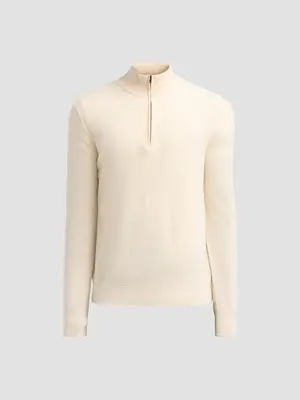 Vince Boiled Cashmere Zip Sweater - Bone