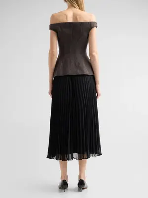 SELF-PORTRAIT Off-the-shoulder Chiffon Midi Dress