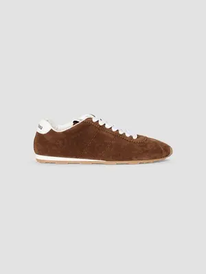 Miu Miu Plume Suede Sneakers Brown