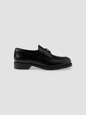 Prada Brushed Leather Loafers - Black