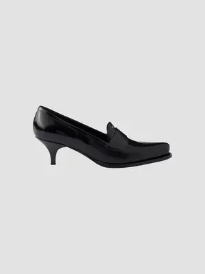 Prada Brushed Leather Loafers - Black