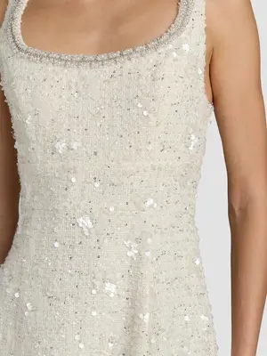 Mac Duggal Sequin Boucle Square-neck Midi-dress