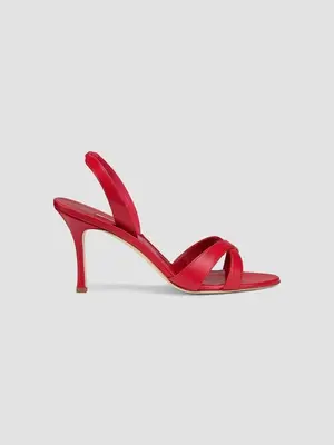 Manolo Blahnik Callasli 90mm Leather Slingback Sandals - Red