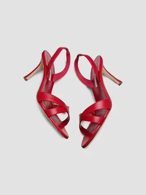 Manolo Blahnik Callasli 90mm Leather Slingback Sandals