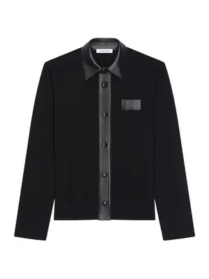 Givenchy Cardigan In Wool With Leather Details - Black