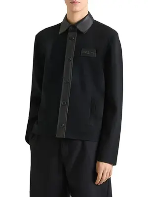 Givenchy Cardigan In Wool With Leather Details