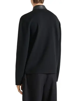 Givenchy Cardigan In Wool With Leather Details