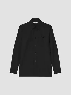Givenchy Shirt In Poplin With Logo Embroidery - Black
