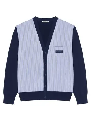 Givenchy Striped Cardigan In Cotton With Gros Grain Detail - Blue