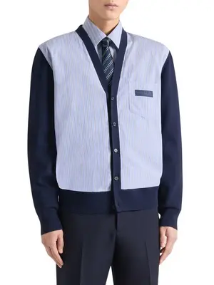Givenchy Striped Cardigan In Cotton With Gros Grain Detail
