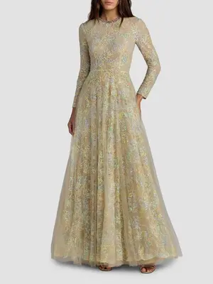 Mac Duggal Embroidered Lace Fit-&-flare Gown