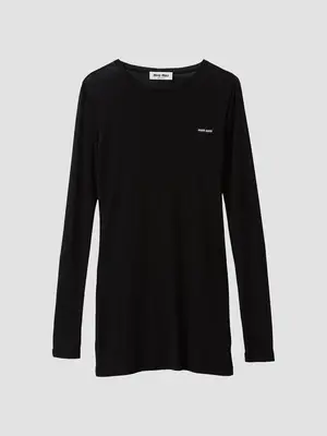 Miu Miu Ribbed Knit Jersey Dress Black