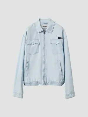 Miu Miu Chambray Blouson Jacket - Blue