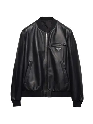 Prada Nappa Leather Bomber Jacket - Black