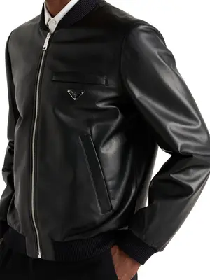 Prada Nappa Leather Bomber Jacket - Black