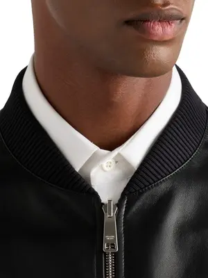 Prada Nappa Leather Bomber Jacket - Black