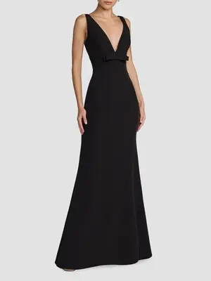 Mac Duggal Bow Crepe Sleeveless Mermaid Gown - Black