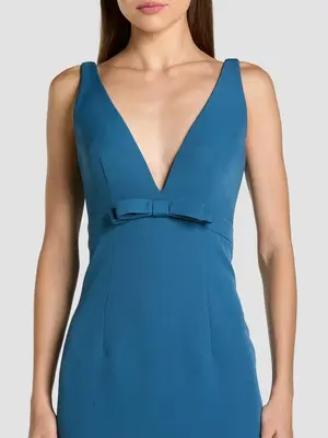 Mac Duggal Bow Crepe Sleeveless Mermaid Gown - Ocean