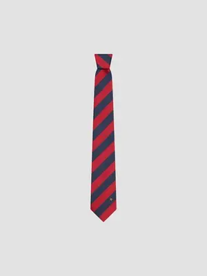Givenchy Bold Stripes Tie In Silk Gros Grain - Navy Red