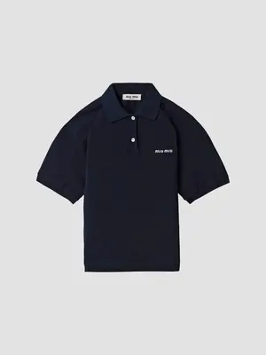Miu Miu Cotton Piqué Polo Shirt - Blue