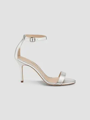 Manolo Blahnik Chaos Metallic Leather Sandals - Silver